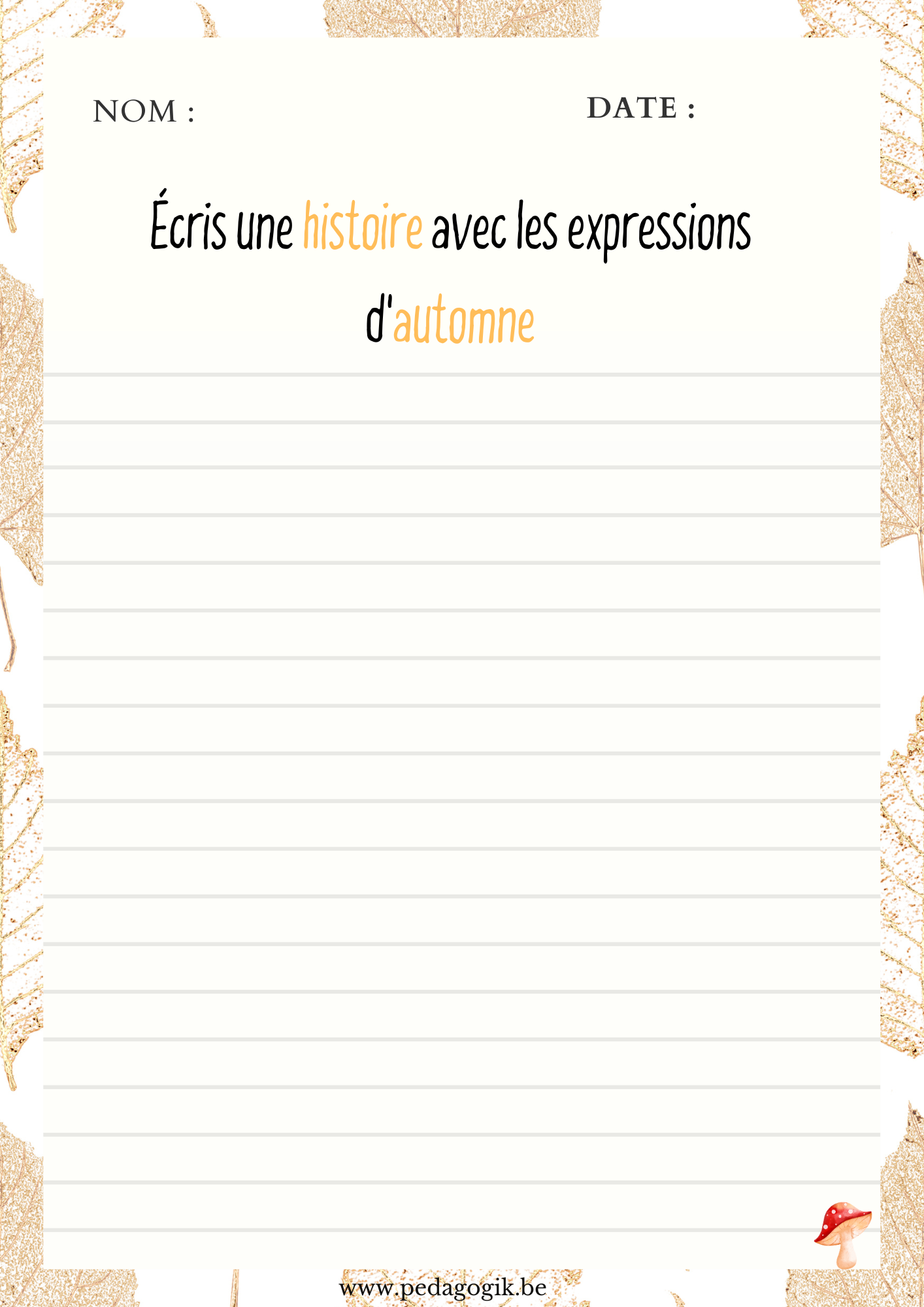 Ecrire une histoire avec les expressions d'automne - Des outils 100% ...